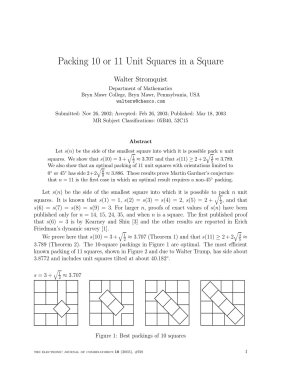 Báo cáo toán học: "Packing 10 or 11 Unit Squares in a Square" ppt