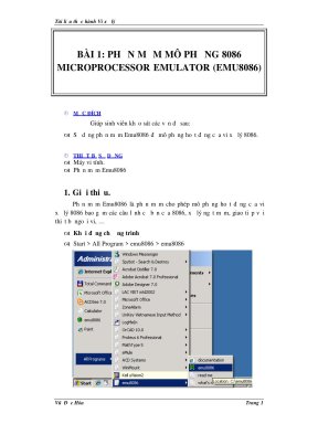 Tài liệu thực hành Vi xử lý BÀI 1: PHẦN MỀM MÔ PHỎNG 8086 MICROPROCESSOR EMULATOR (EMU8086) potx