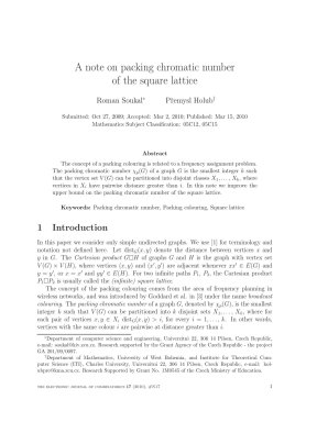 Báo cáo toán học: "A note on packing chromatic number of the square ...