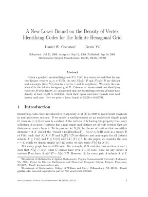 Báo cáo toán hoc:"A New Lower Bound on the Density of Vertex Identifying Codes for the Inﬁnit" doc