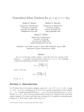 Báo cáo toán hoc:"Generalized Schur Numbers for x1 + x2 + c = 3x3" ppt