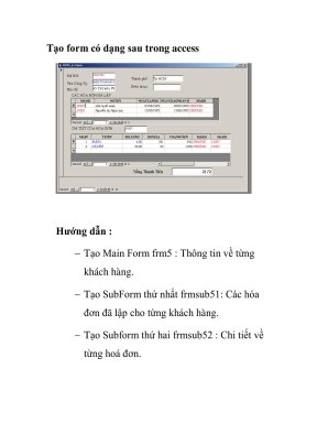 Tạo form có dạng sau trong access docx