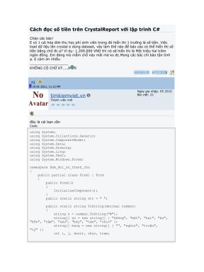 Cách đọc số tiền trên CrystalReport với lập trình C# ppt