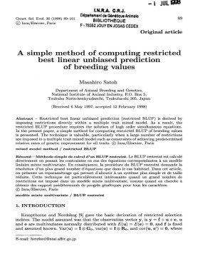 Báo cáo sinh học: "Masahiro Satoh method of computing restricted best linear unbiased prediction ...