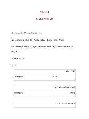 Lý thuyết y khoa: Tên thuốc ADALAT BAYER PHARMA ppsx