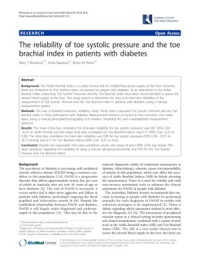 Báo cáo y học: "The reliability of toe systolic pressure and the toe ...
