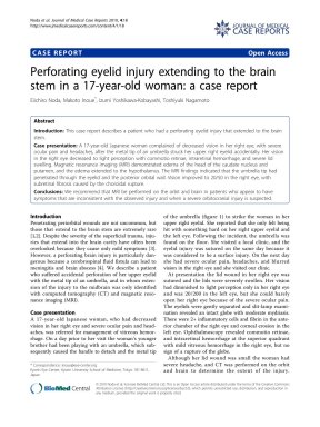 Báo cáo y học: "Perforating eyelid injury extending to the brain stem ...