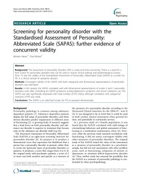 Báo cáo y học: " Screening for personality disorder with the ...
