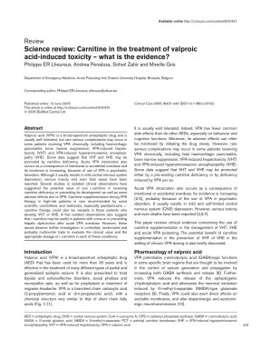 Báo cáo khoa học: " Science review: Carnitine in the treatment of ...
