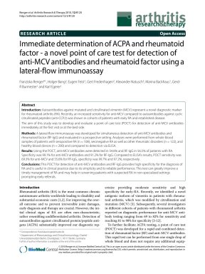 Báo cáo y học: "Immediate determination of ACPA and rheumatoid factor ...