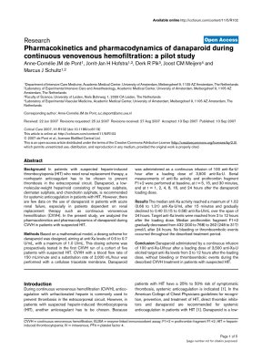 Báo cáo y học: "Pharmacokinetics and pharmacodynamics of danaparoid ...