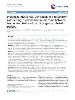 Báo cáo y học: "Prolonged mechanical ventilation in a respiratorycare ...