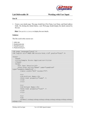Dynamic Web Pages using JSP - Lab Deliverable 10 ppt