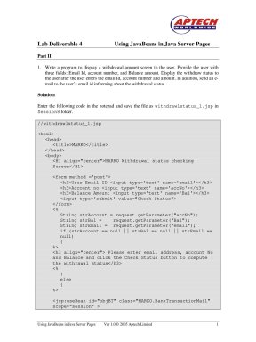 Dynamic Web Pages using JSP - Lab Deliverable 4 doc