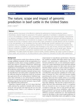 Báo cáo sinh học: "The nature, scope and impact of genomic prediction in beef cattle in the ...