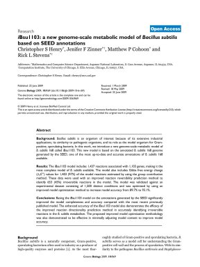 Báo cáo y học: "iBsu1103: a new genome-scale metabolic model of Bacillus subtilis based on SEED ...