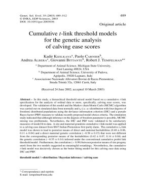 Báo cáo sinh học: "Cumulative t-link threshold models for the genetic ...