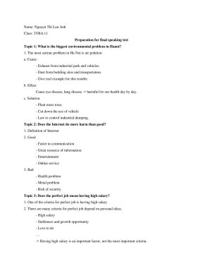 preparation for final speaking test