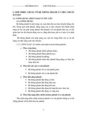 thiết kế cơ cấu phanh xe 8 chỗ và tiêu chuẩn ece r13