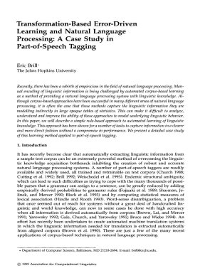 Transformation based error driven