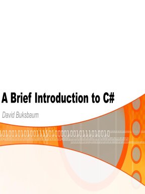 A brief introduction to Csharp