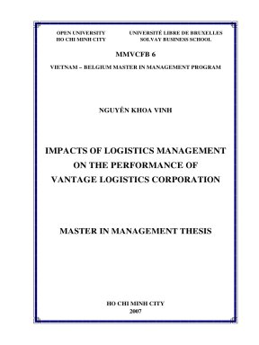 Impacts of logistics management on the performance of vantage logistics ...