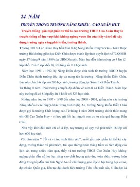 Trường THCS Cao Xuân Huy - những chặng đường lịch sử