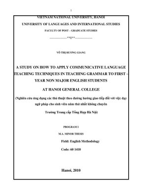 A study on how to apply communicative language teaching techniques in teaching grammar to first ...
