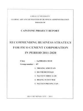 Recommendung business strategy for FICO Cement Corporation in period ...