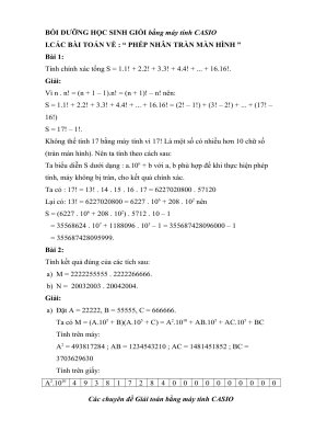 BỒI DƯỠNG HỌC SINH GIỎI bằng máy tính CASIO