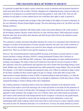 The changing role of women