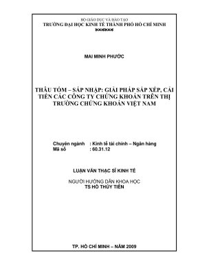 Thâu tóm - sáp nhập giải pháp sắp xếp, cải tiến các công ty chứng khoán ...