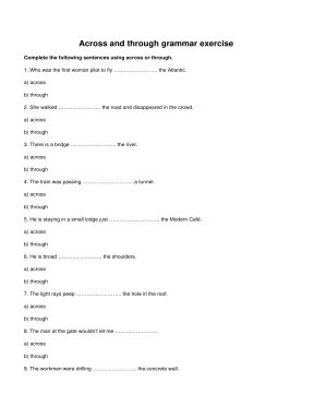 Across and through grammar exercise