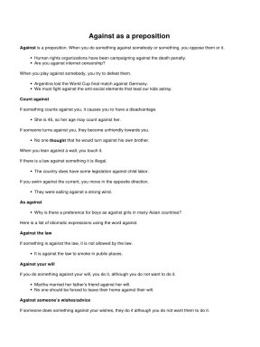 Against as a preposition