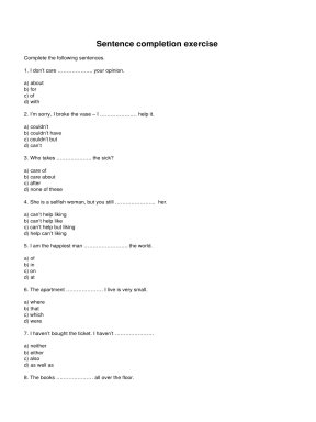 Sentence completion exercise