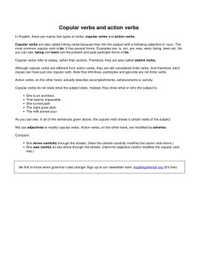 Copular verbs and action verbs