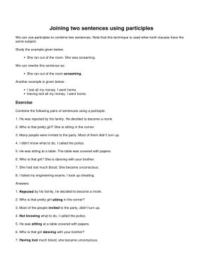 Joining two sentences using participles