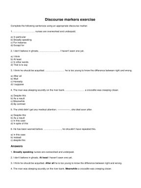 Discourse markers exercise