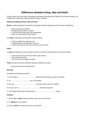 Difference between bring take and fetch