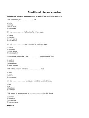 Conditional clauses exercise