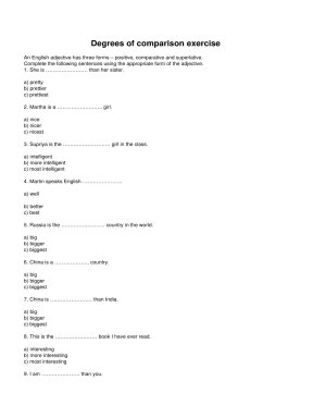 Degrees of comparison exercise