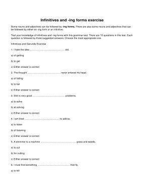 Infinitives and ing forms exercise