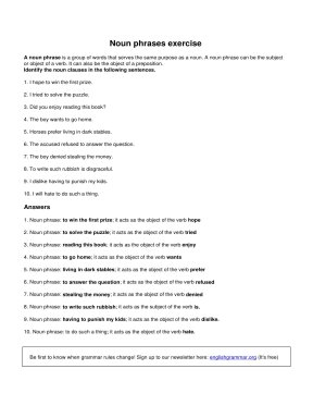 Noun phrases exercise