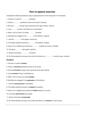 Part of speech exercise