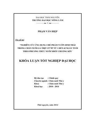 Nghiên cứu ảnh hưởng của chế phẩm vườn sinh thái đến khả năng sinh ...