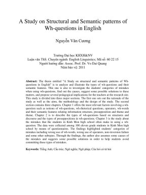 A Study on Structural and Semantic patterns of Wh-questions in English