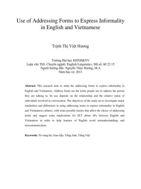 Use of Addressing Forms to Express Informality in English and Vietnamese