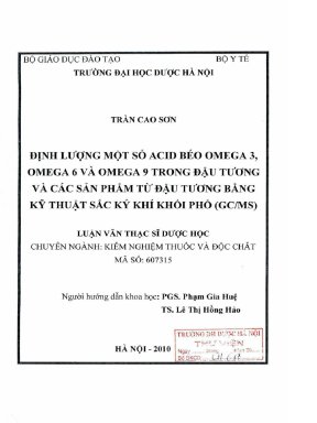 Định lượng một số acid béo omega 3, omega 6 và omega 9 trong đậu tương ...