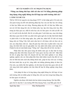 SKKN Nâng cao hứng thú học chữ cái cho trẻ 5-6 bằng phương pháp ứng dụng công nghệ thông tin kết ...