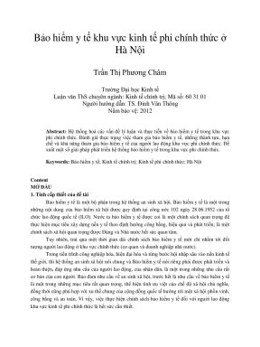 Bảo hiểm y tế khu vực kinh tế phi chính thức ở hà nội